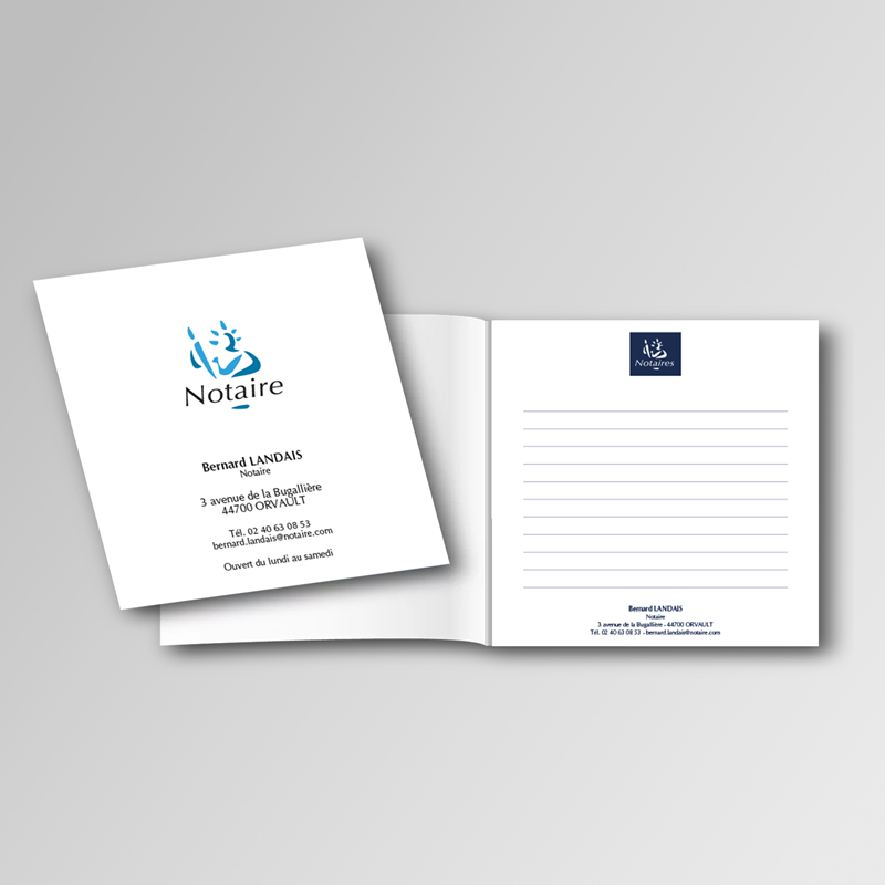 Bloc-notes format carré avec couverture - RomefortPrint - RomefortPrint